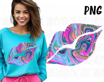 Rainbow Lips PNG, Kiss Lips Dtf Design, Dripping Lip Clipart, Licking ...