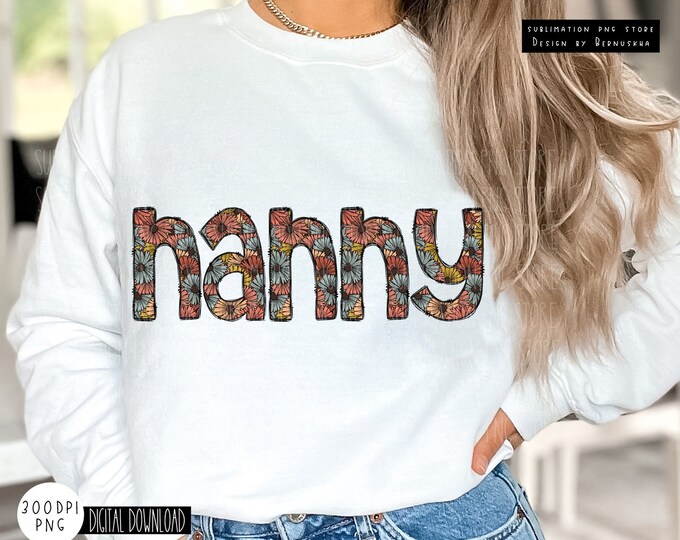 Customizable Nanny Floral PNG Templates, Nanny Floral Line Art Boho ...