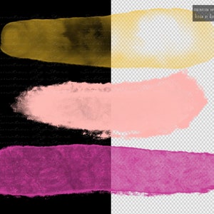 Pink and Yellow Watercolor Brush Strokes Clipart, Paint Brush Strokes ...