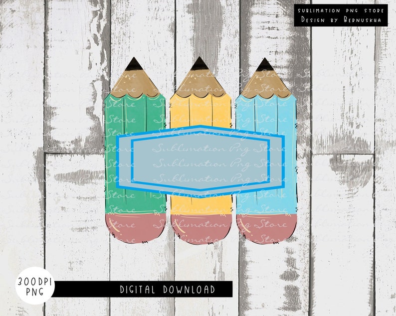 Pencil Trio Monogram Frame Png Sublimation Design Download | Etsy