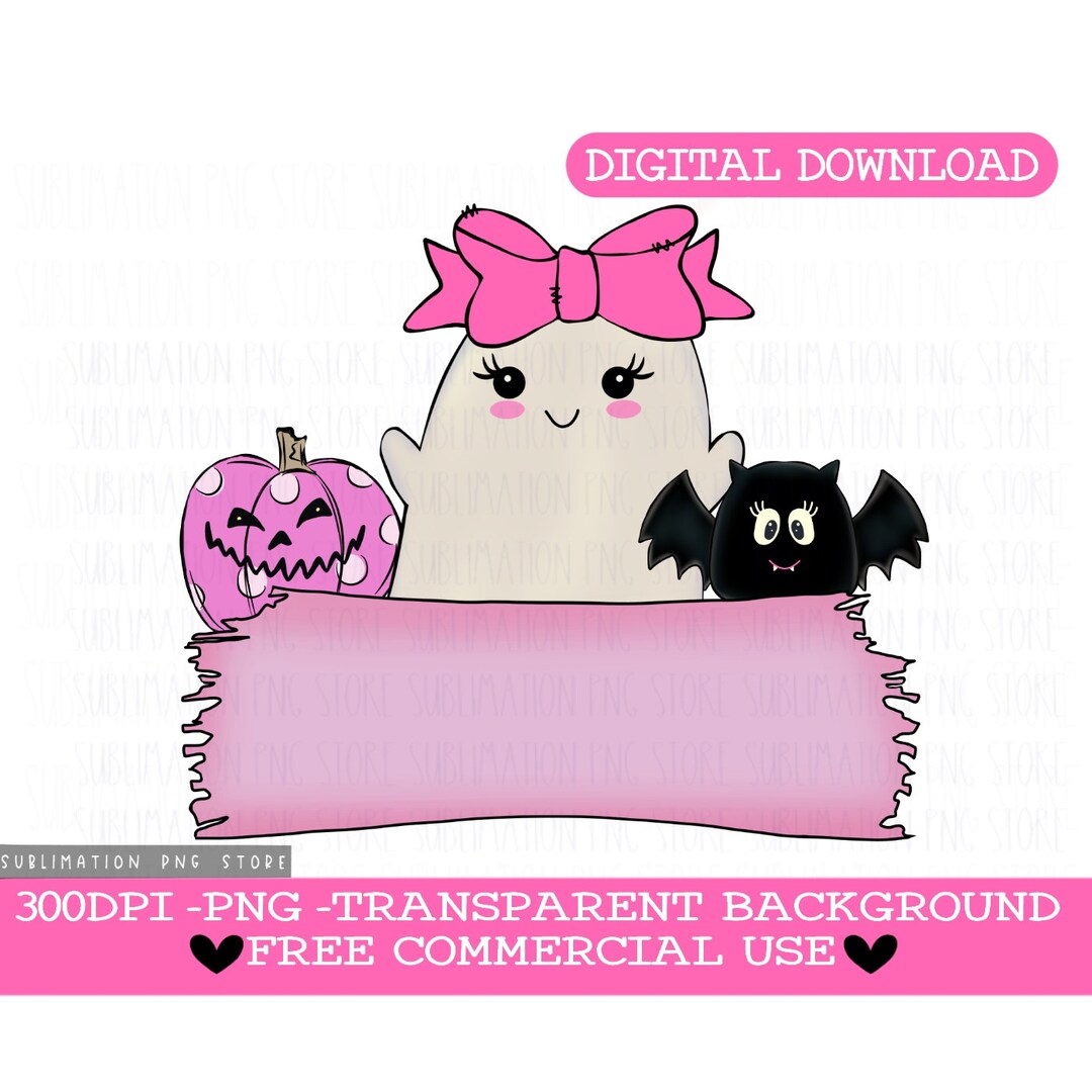 Halloween Sublimation, Cute Ghost Png Design, Halloween Name Plate Png ...