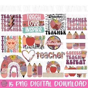 Teacher Clipart Teacher Bundle Png Sublimation Design Digital Download ...
