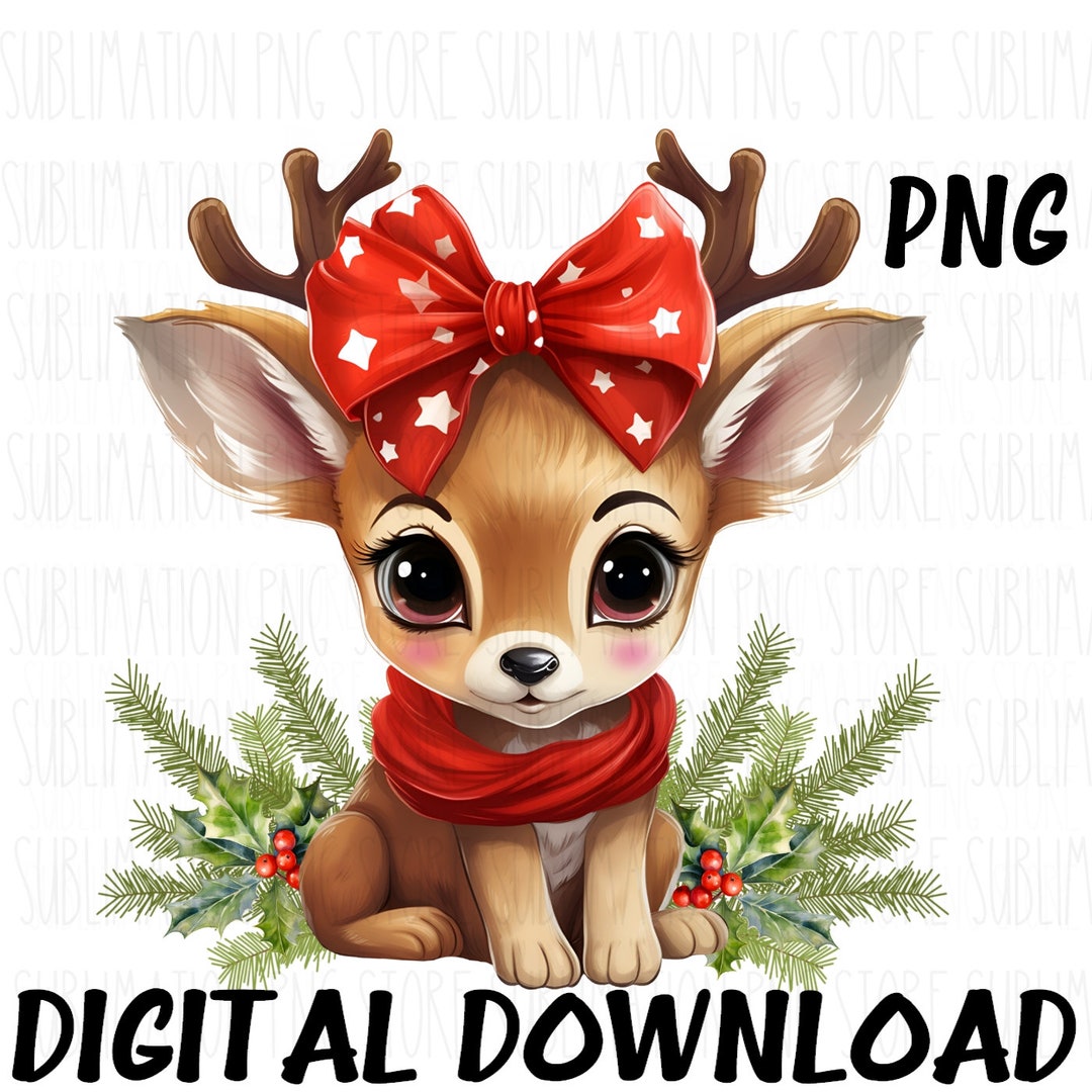 Christmas Reindeer Png Sublimation Design, Christmas Deer Png Digital ...