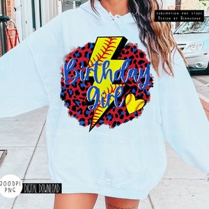 Birthday Girl Leopard Softball Sublimation Design Download - Etsy