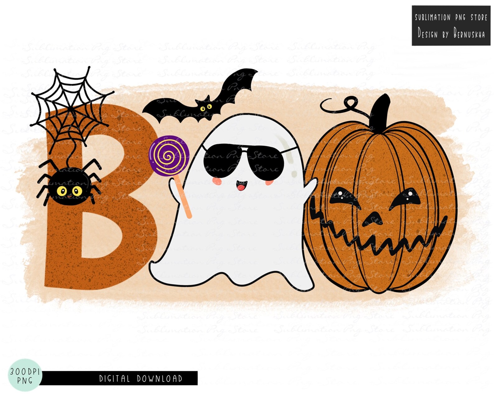 Boo Halloween Png Sublimation Design Digital Download Cute | Etsy