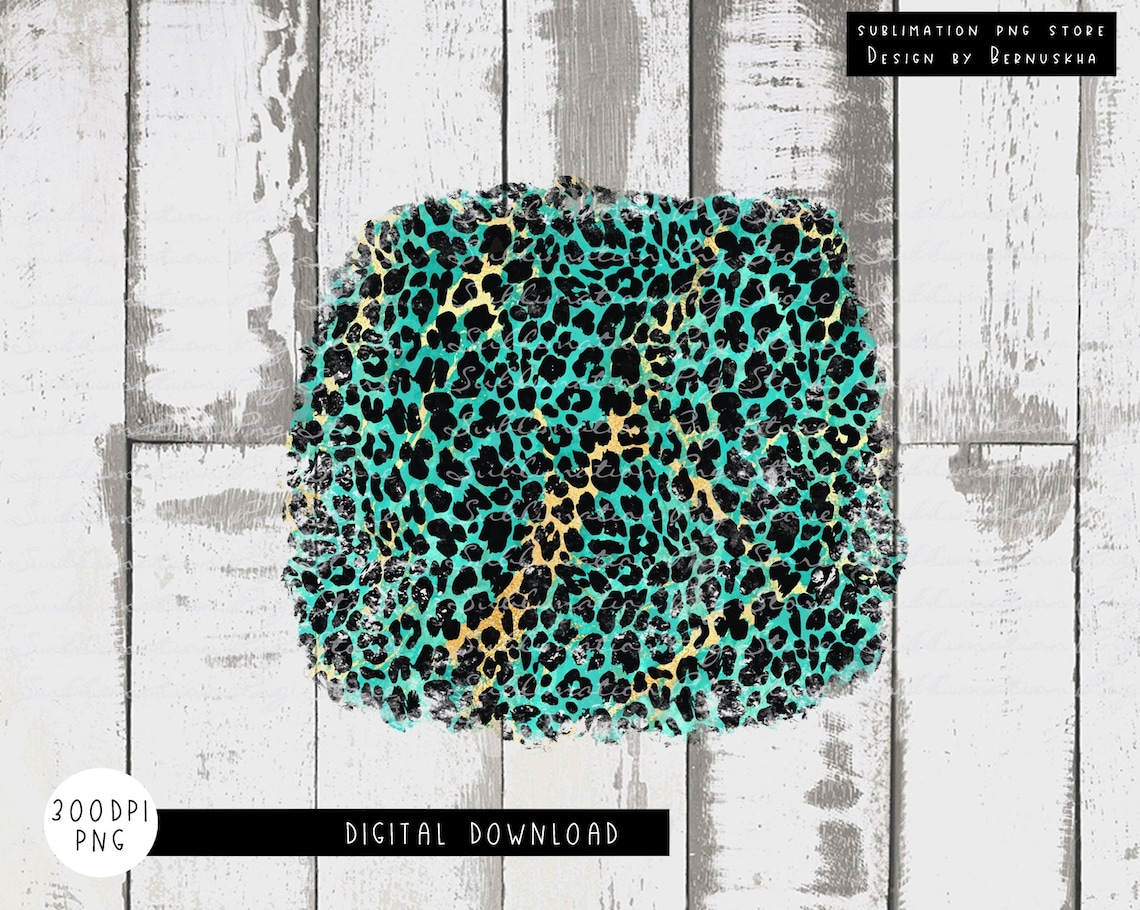 Teal Distressed Leopard Background Sublimation Design - Etsy