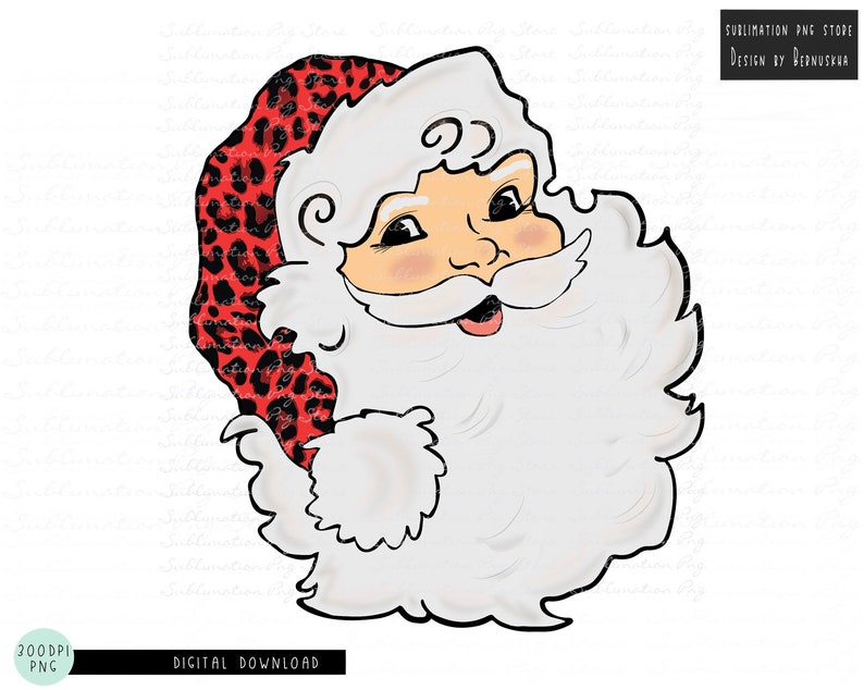 Santa Png Sublimation Design Leopard Santa Png Cheetah Santa | Etsy