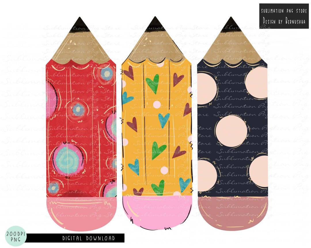 Pencil Trio Png Sublimation Design Download, Pencil Png Sublimation ...