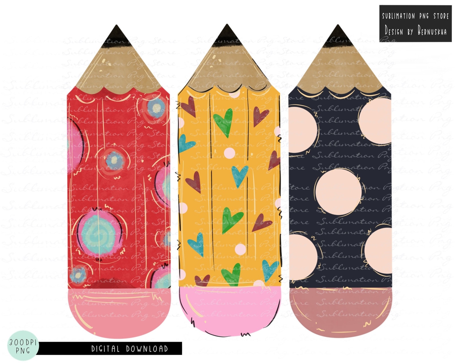 Pencil Trio Png Sublimation Design Download Pencil Png - Etsy
