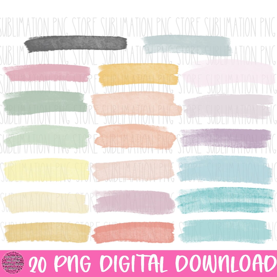 Watercolor Brush Stroke Clipart Paint Strokes Png Digital Download - Etsy