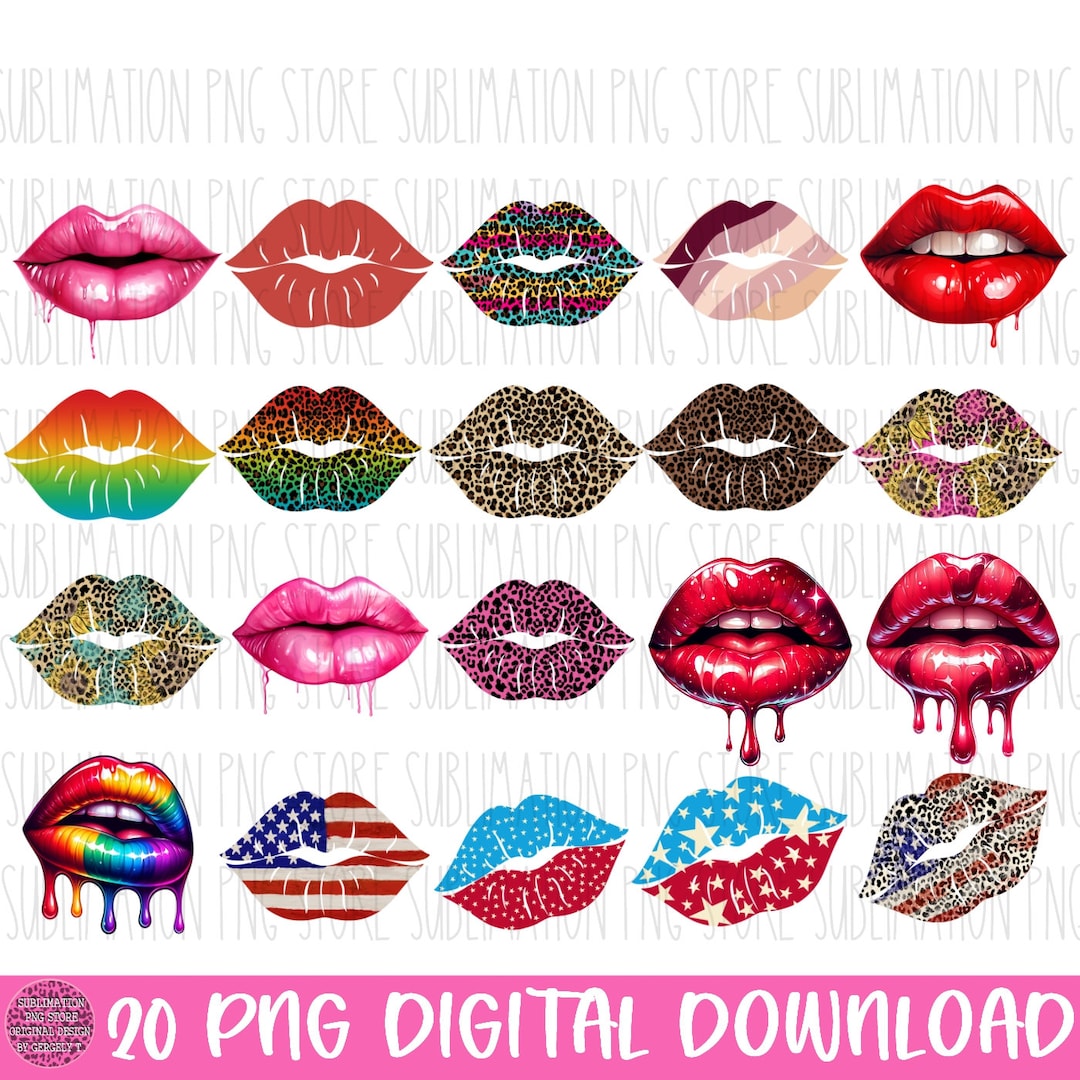 Lips Clipart Leopard Lips Png Sublimation Design Dripping Lips Digital ...
