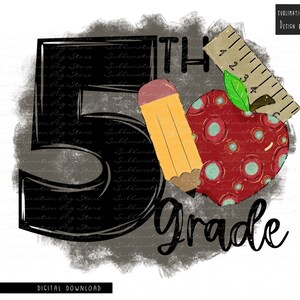 Fifth Grade Back to School Png Sublimation Design Download, Apple Png ...