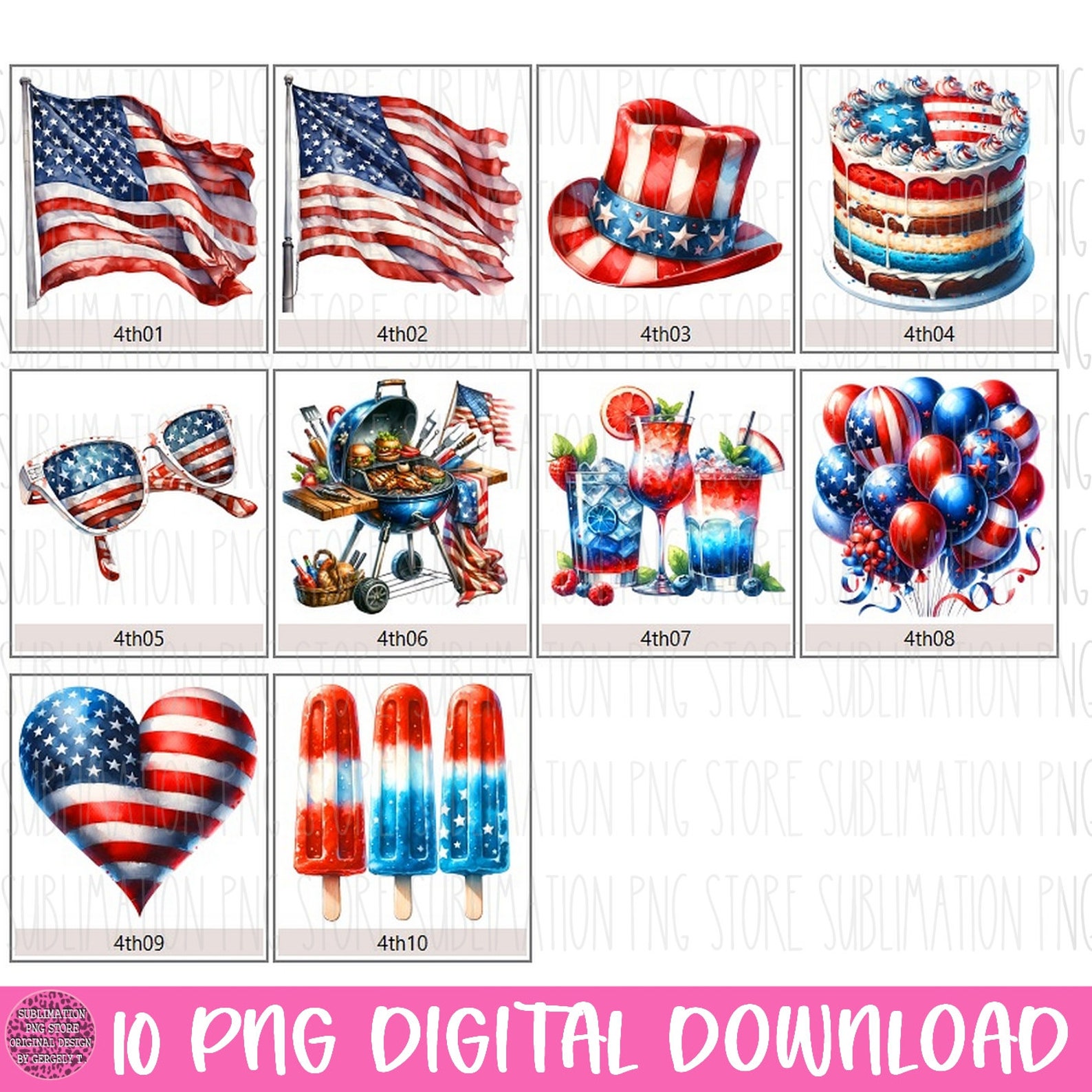 Watercolor 4th of July Clipart Independence Day Fourth of July Png ...