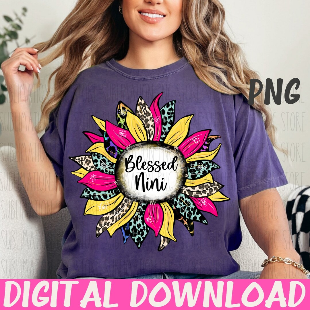 Blessed Nini Png Sublimation Design Leopard Print Sunflower Digital ...