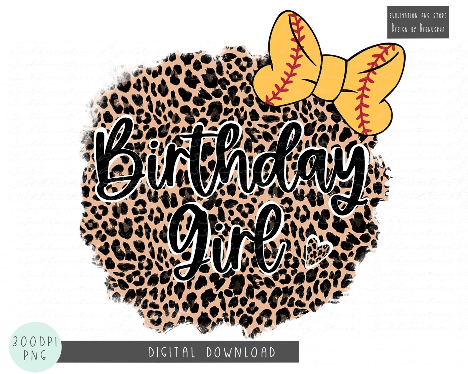 Birthday Girl Leopard Softball Sublimation Design Download - Etsy