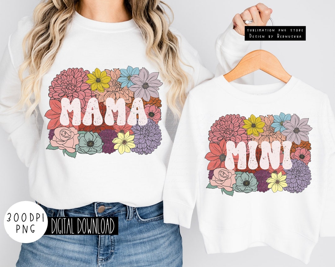 Mama Mini Png, Mama and Mini Png for Sublimation, Mama Mini Floral Png ...