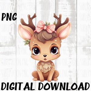 Cute Reindeer Png Sublimation Design, Christmas Deer Png Digital ...