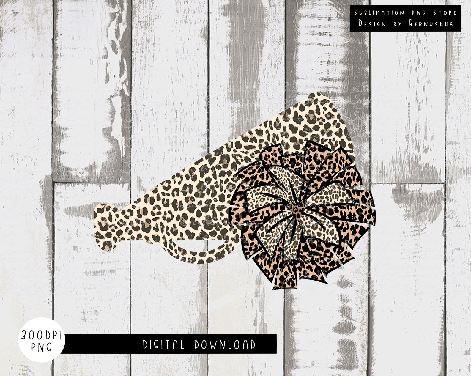 Leopard Cheer Megaphone Png Sublimation Design Download Cheer - Etsy