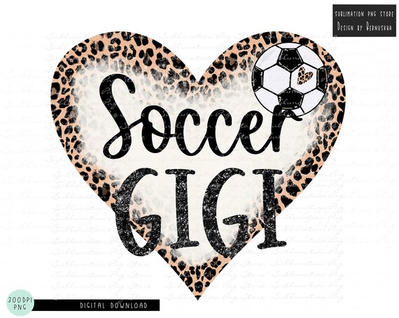 Soccer Gigi Heart Png Sublimation Design Download Leopard | Etsy