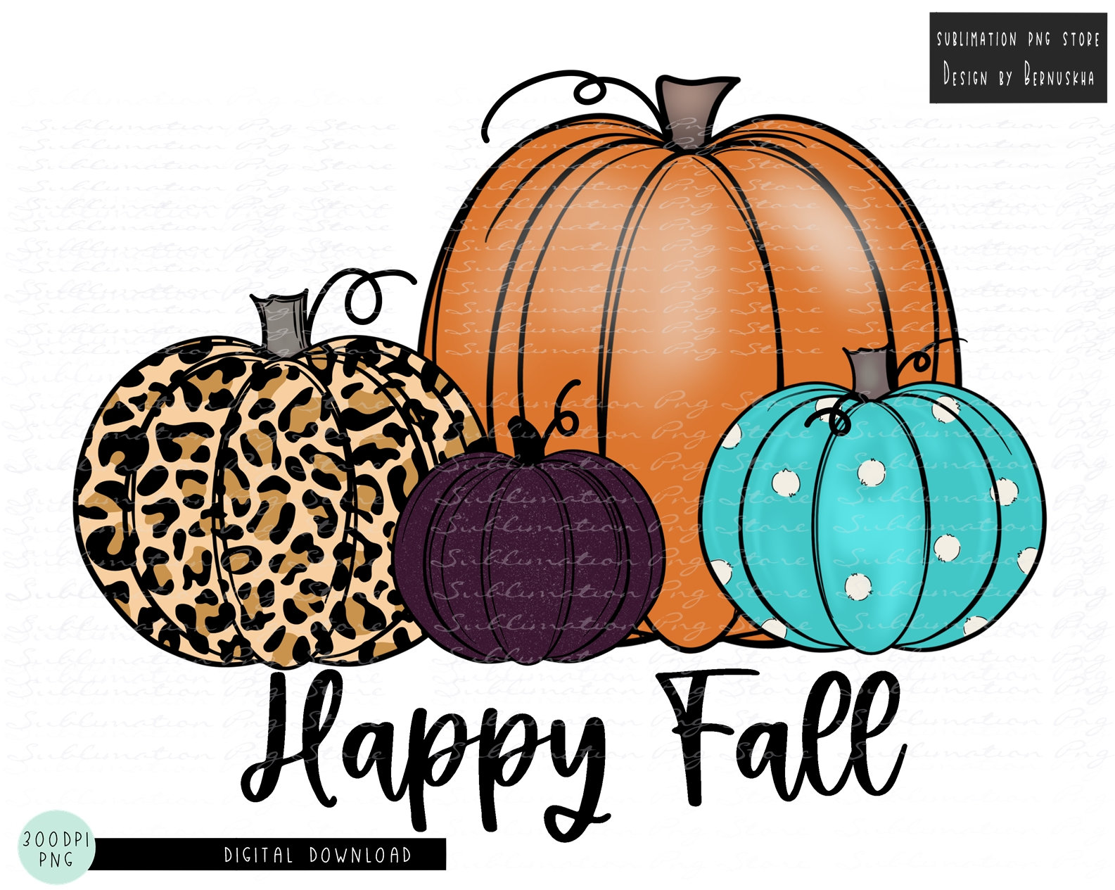 Happy Fall Leopard Pumpkin Sublimation Design Digital Etsy