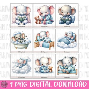 Baby Elephant Clipart Bundle Watercolor Baby Boy Elephant Png Digital ...