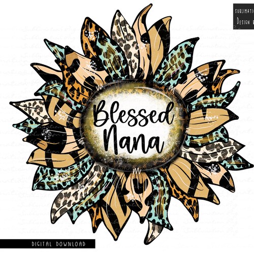 Blessed Nana Leopard Sunflower Png Sublimation Design - Etsy