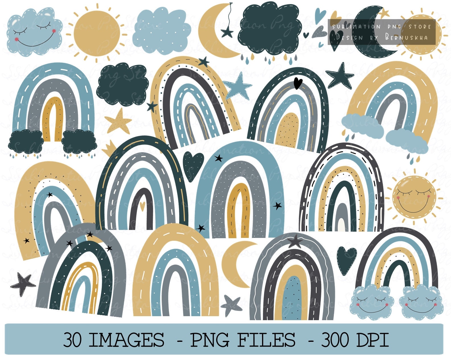 Boho Rainbow Clipart Rainbow Clip Art Boys Nursery Clipart - Etsy