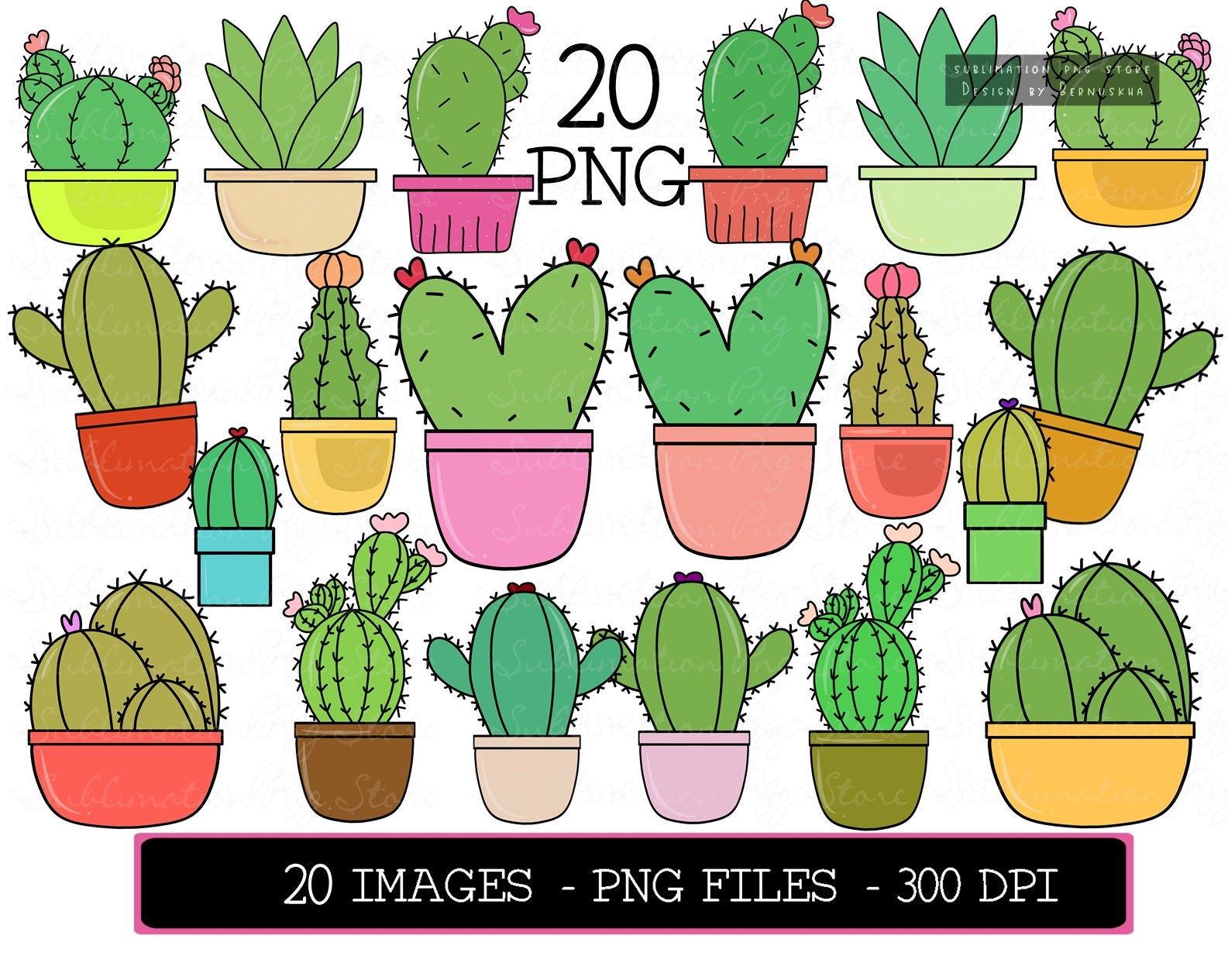 Cute Cactus Clipart Cactus Bundle Cactus Clip Art | Etsy