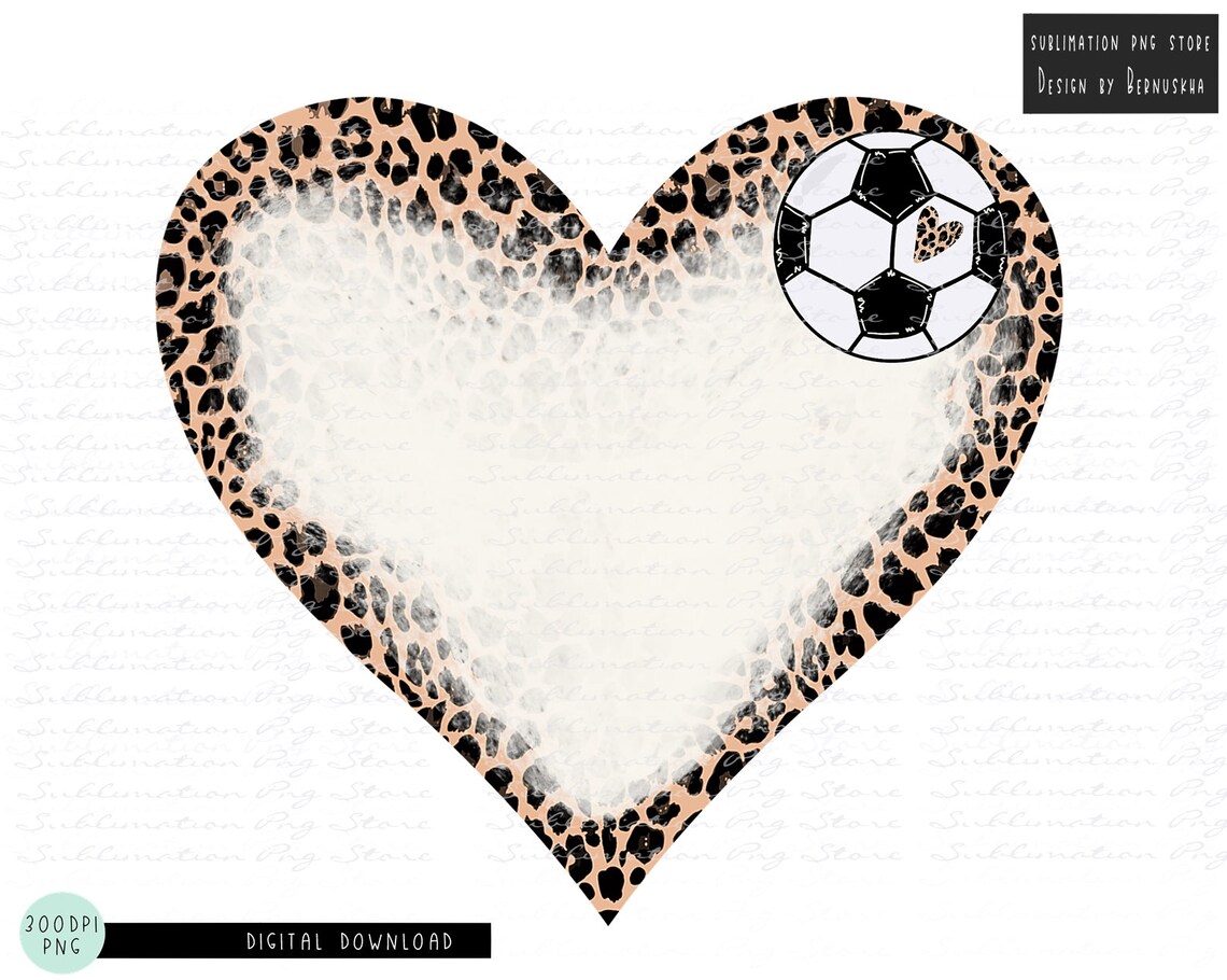 Leopard Soccer Heart Png Sublimation Design Download Leopard | Etsy