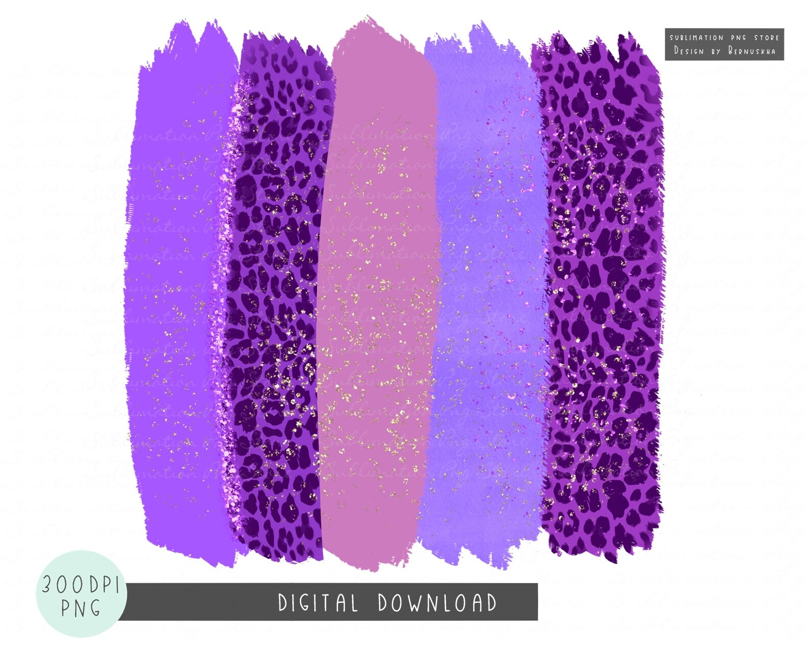 Png File For Sublimation Purple Gold Leopard Brush Strokes Background ...