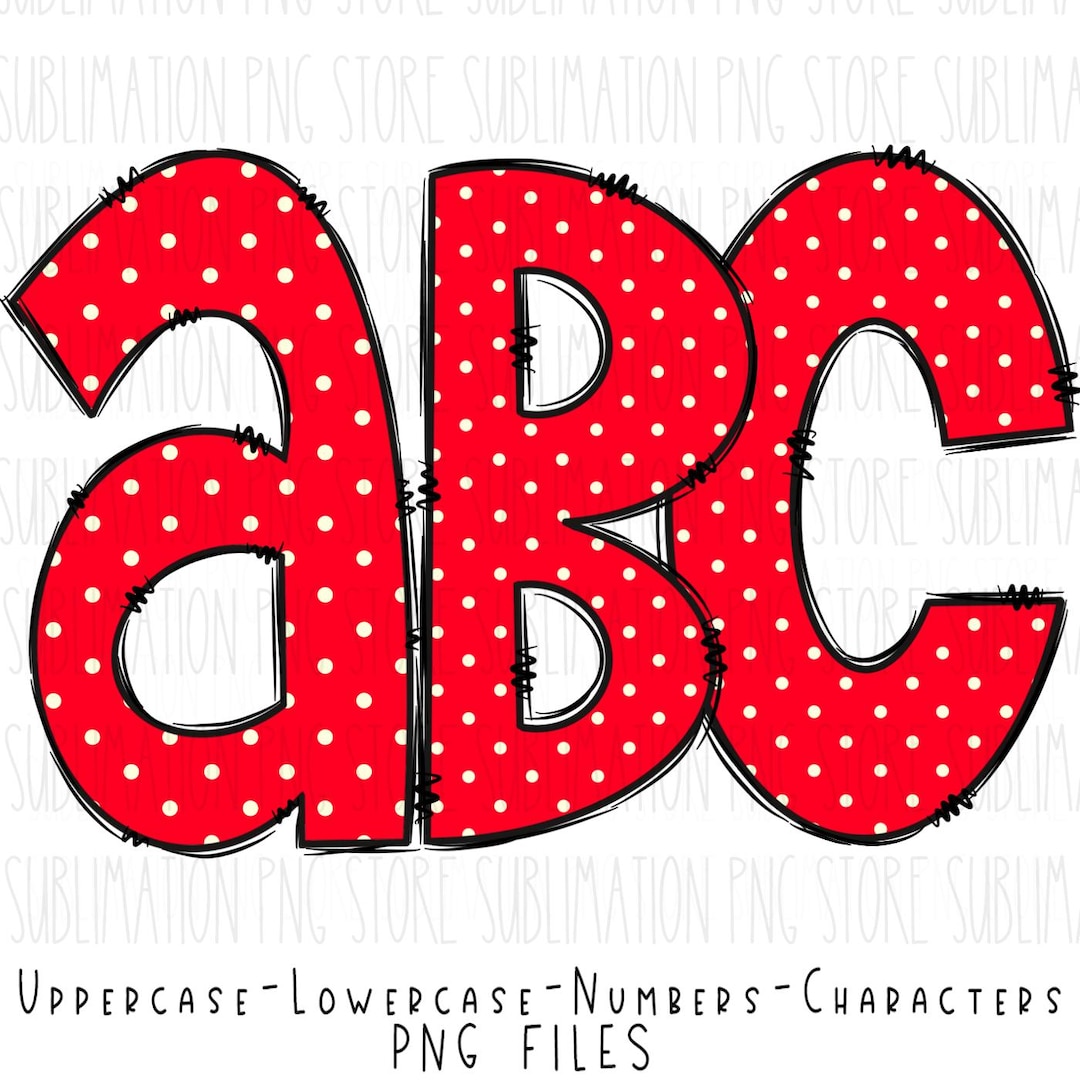 Red Polka Dot Doodle Letters Png Sublimation Design Doodle Alphabet ...