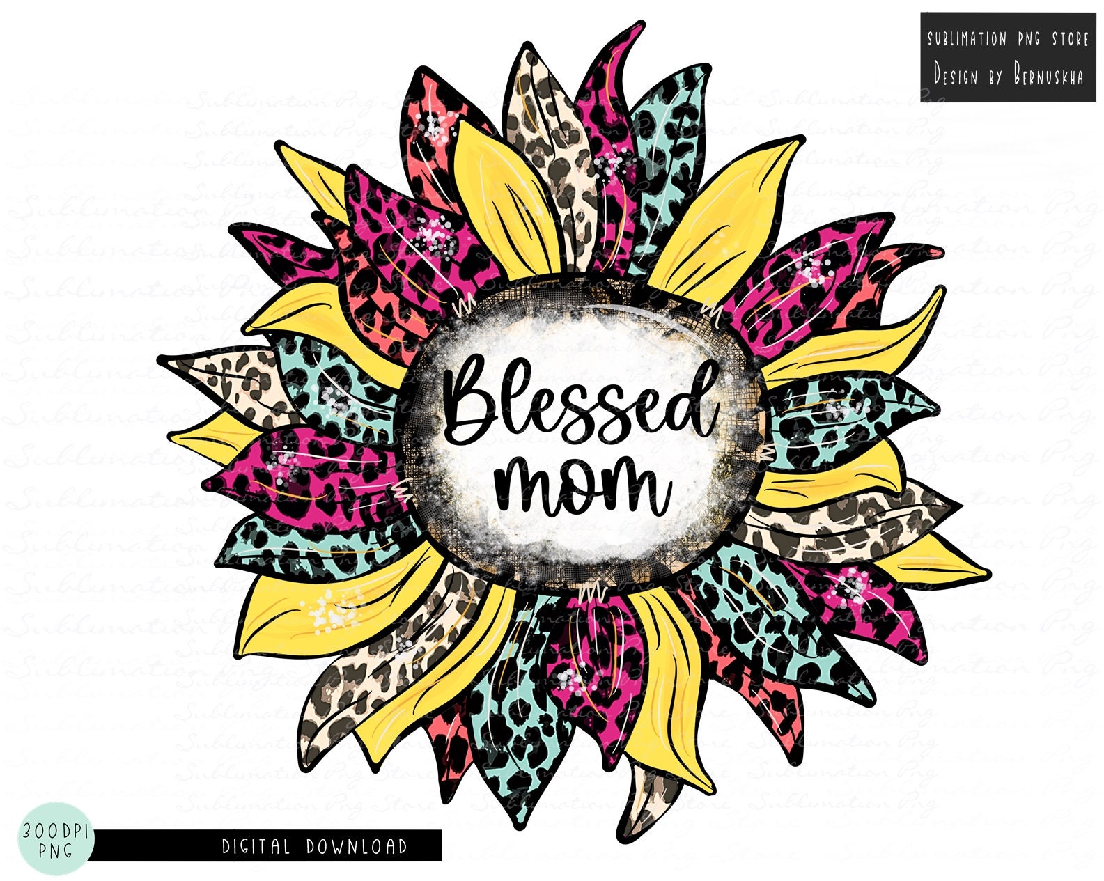 Blessed Mom Leopard Sunflower Png Sublimation Design Download | Etsy