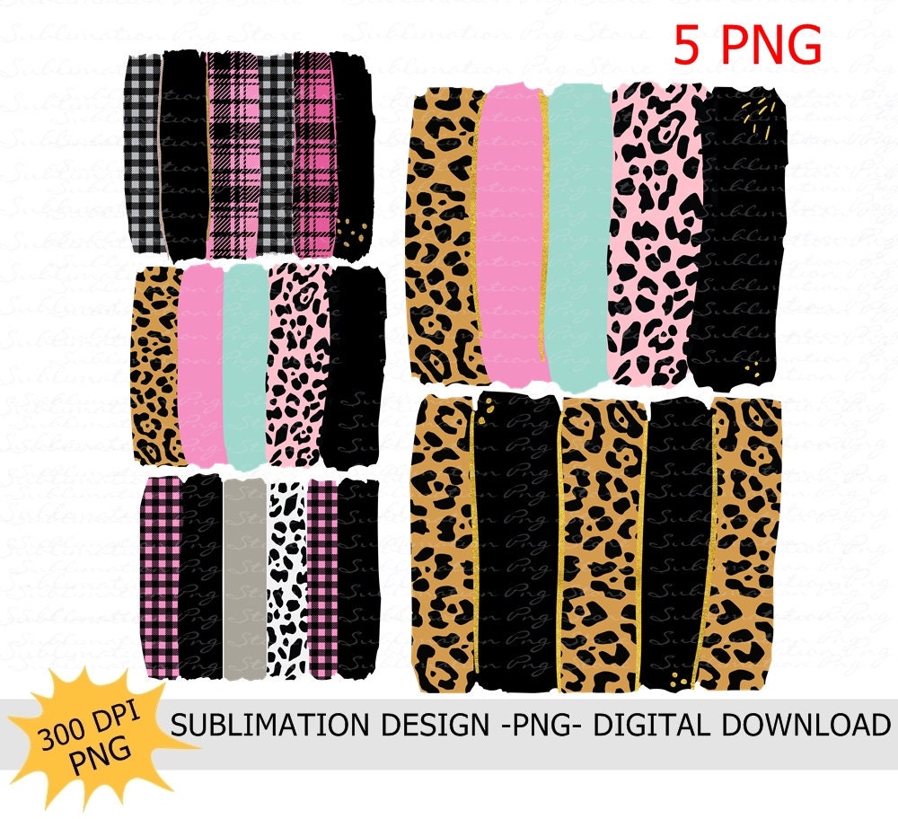 Paint Brush Strokes Background Bundle Plaid Leopard Brush - Etsy