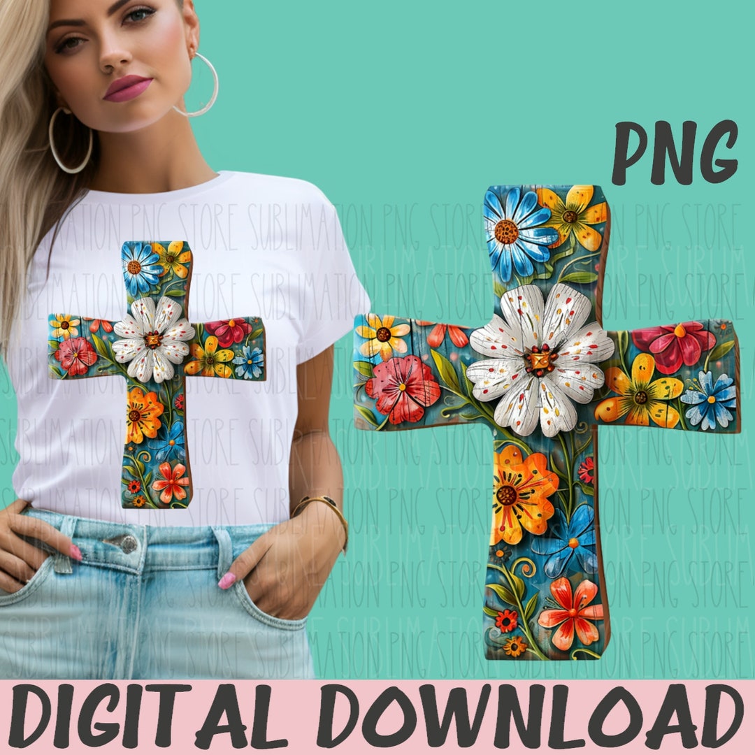 Floral Cross Png Sublimation Design Christian Religious Jesus Png ...