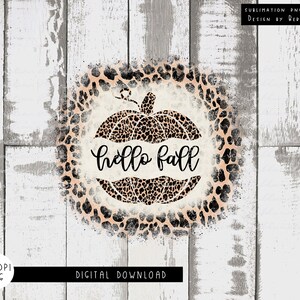 Hello Fall Leopard Pumpkin Png Sublimation Design Digital Download ...