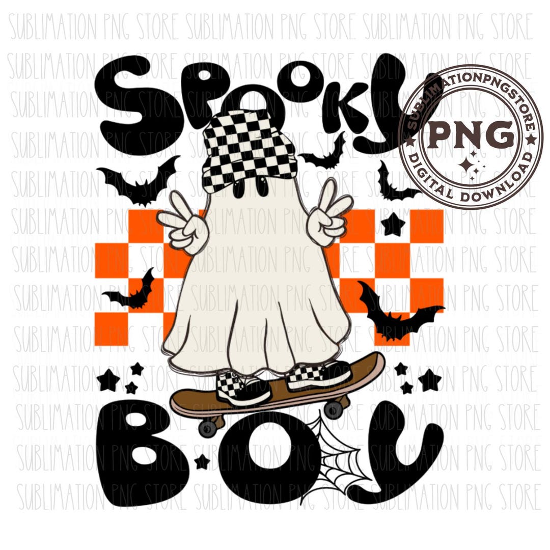 Ghost Skateboard Png Spooky Boy Halloween Checker Png Sublimation ...