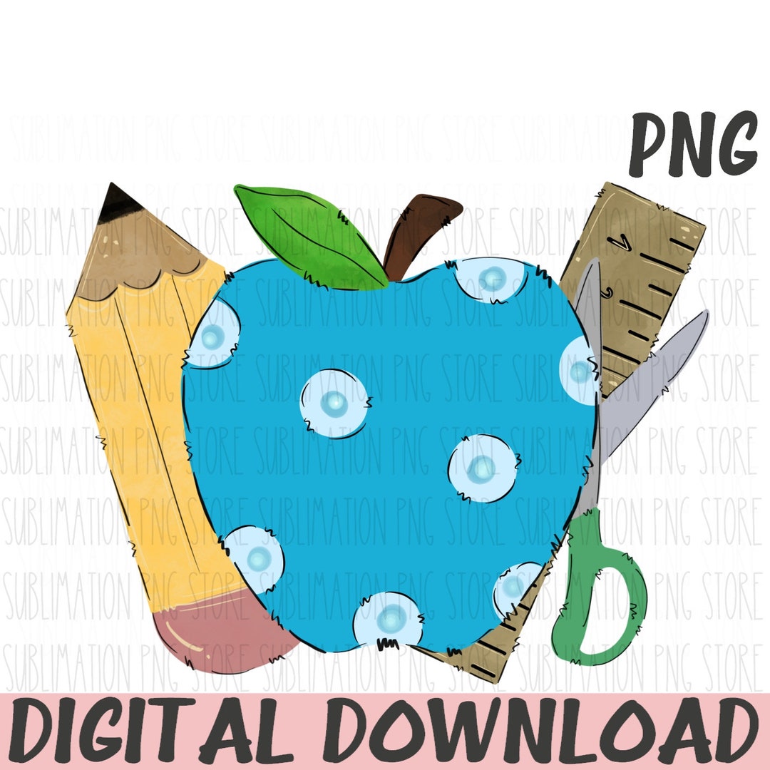 Back to School Png Teacher Png Pencil Apple Ruler Scissors Sublimation ...