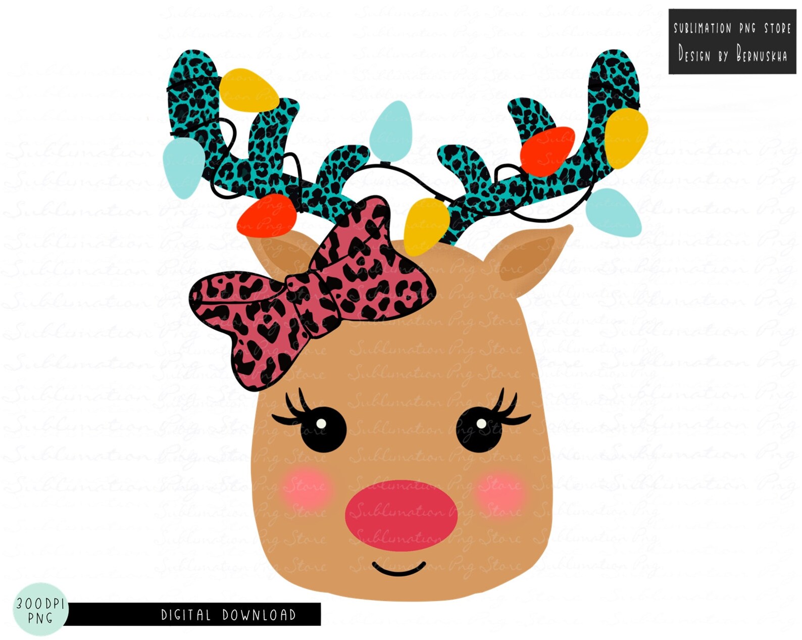 Christmas Reindeer Png Sublimation Design Digital Download - Etsy