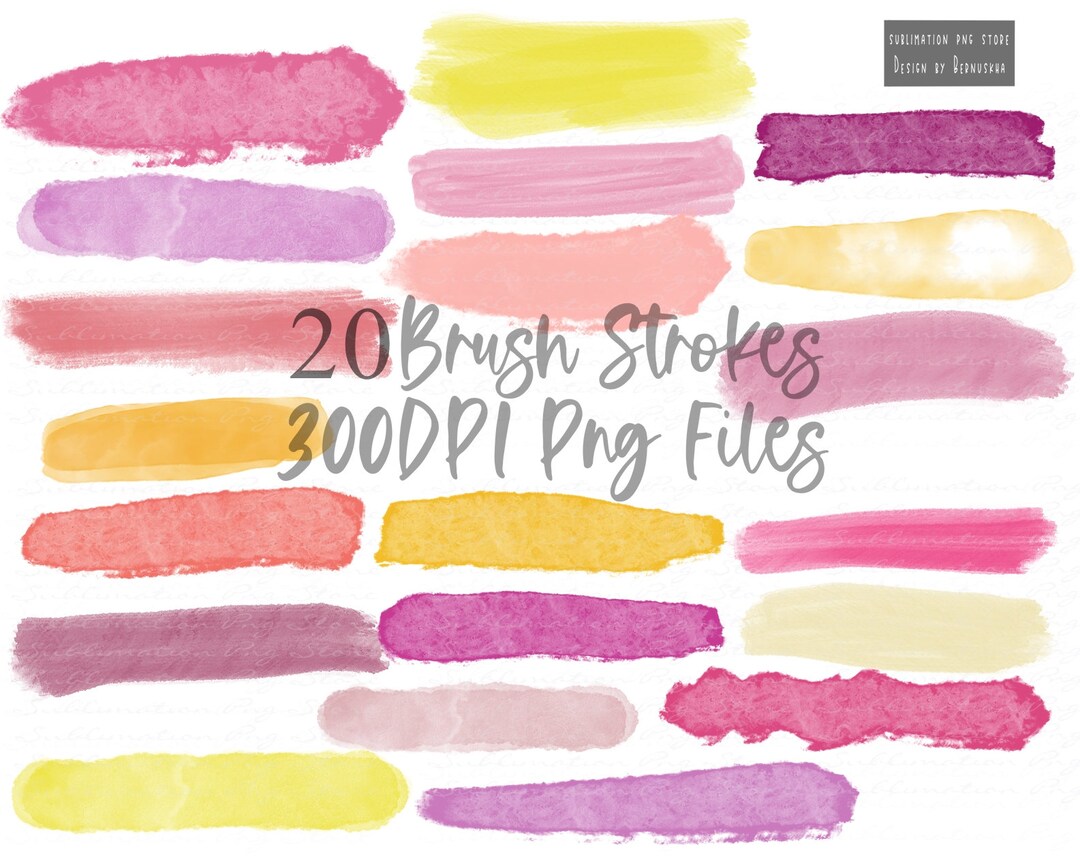 Pink and Yellow Watercolor Brush Strokes Clipart, Paint Brush Strokes ...