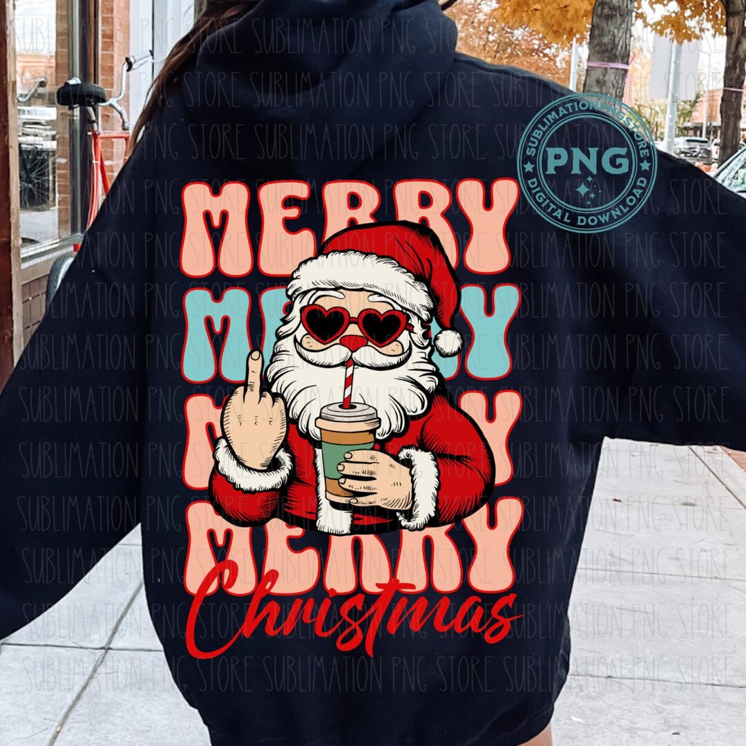 Santa Middle Finger Png Retro Christmas Sublimation Design Instant ...