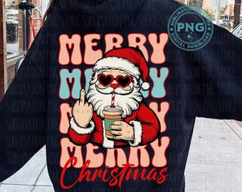 Santa Middle Finger Png Funny Red Santa Christmas Sublimation Design ...
