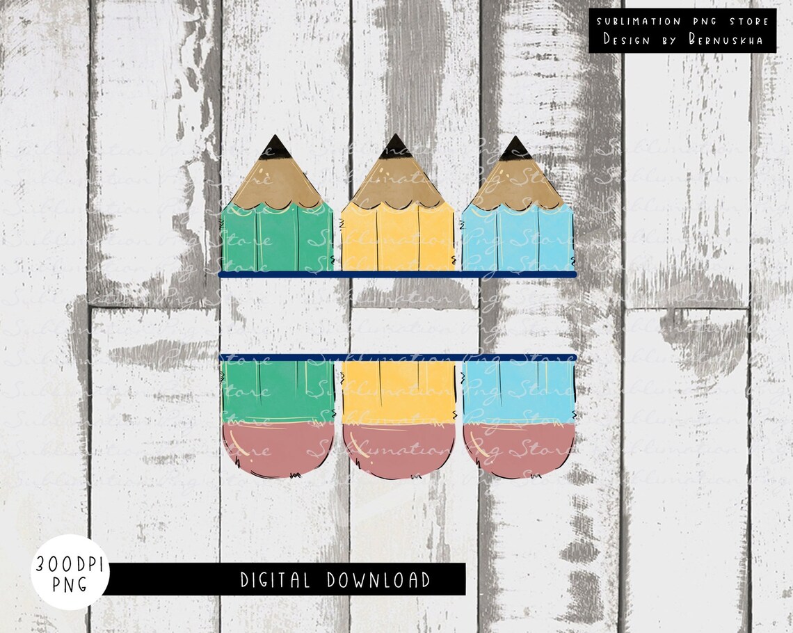 Pencil Trio Monogram Frame Png Sublimation Design Download - Etsy