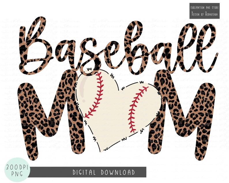 Leopard Baseball Mom Png Sublimation Design Download Baseball | Etsy