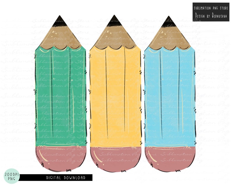 Pencil Trio Png Sublimation Design Download Pencil Png - Etsy
