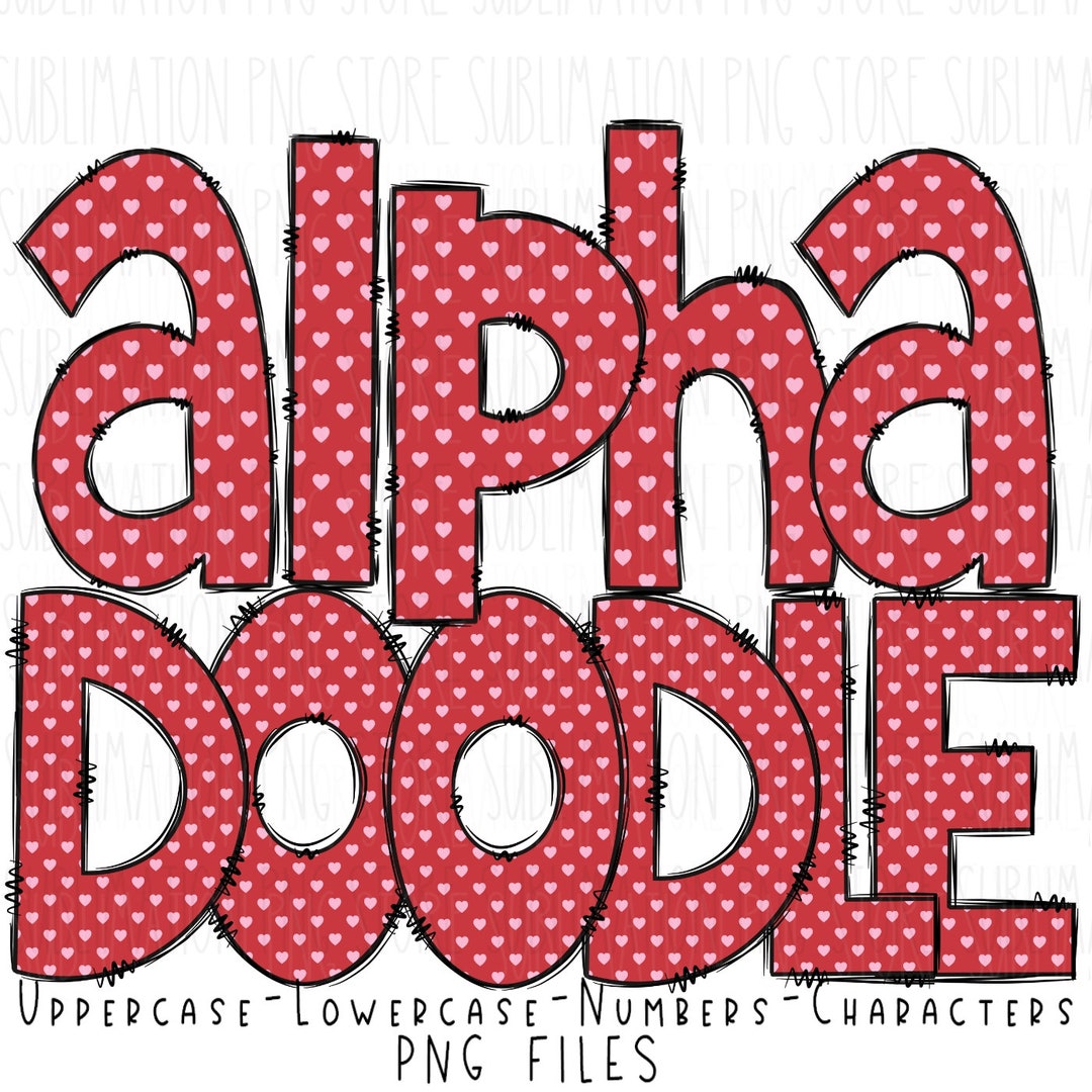 Valentines Doodle Letters Png Sublimation Design Doodle Alphabet ...