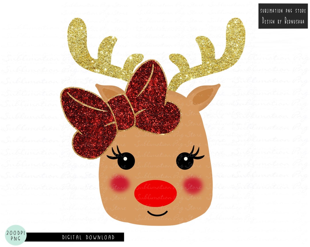Christmas Reindeer Png Sublimation Design Digital Download, Girls ...