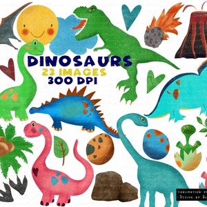 Dinosaur Clipart Set Png, Dinosaur Bundle, Cute Dinos Clipart, Dino ...