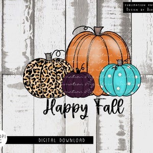 Happy Fall Leopard Pumpkin Sublimation Design Digital Download, Fall ...