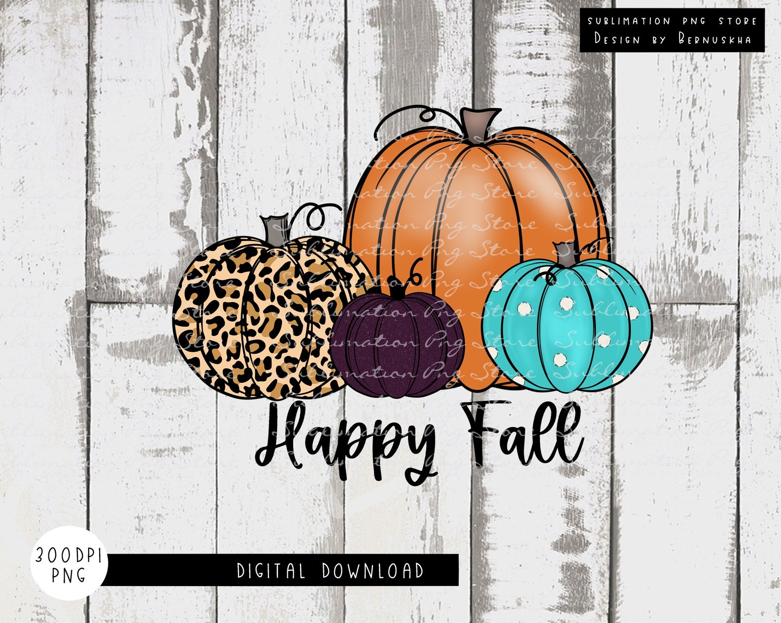 Happy Fall Leopard Pumpkin Sublimation Design Digital | Etsy
