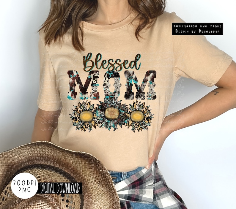 Blessed Mom Png Western Mom Png Country Mom Png Cowhide - Etsy